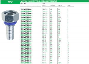MSF - METRIC HOSE FITTING - STRAIGHT FEMALE - THC